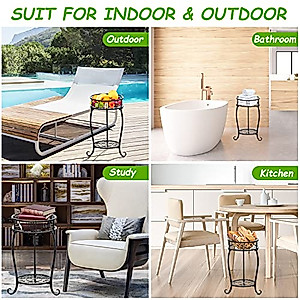 YENGOTH Potted Plant Stand 2 Tier Metal Flower Pot Stand Anti-Rust Heavy Duty Plant Holder Shelf for Home Indoor Outdoor