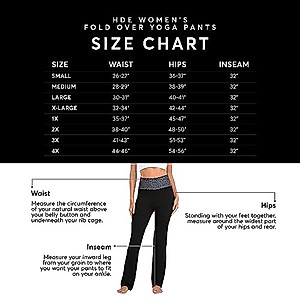 HDE Women's Color Block Fold Over Waist Yoga Pants Flare Leg Workout Leggings Black Leopard/Black - S