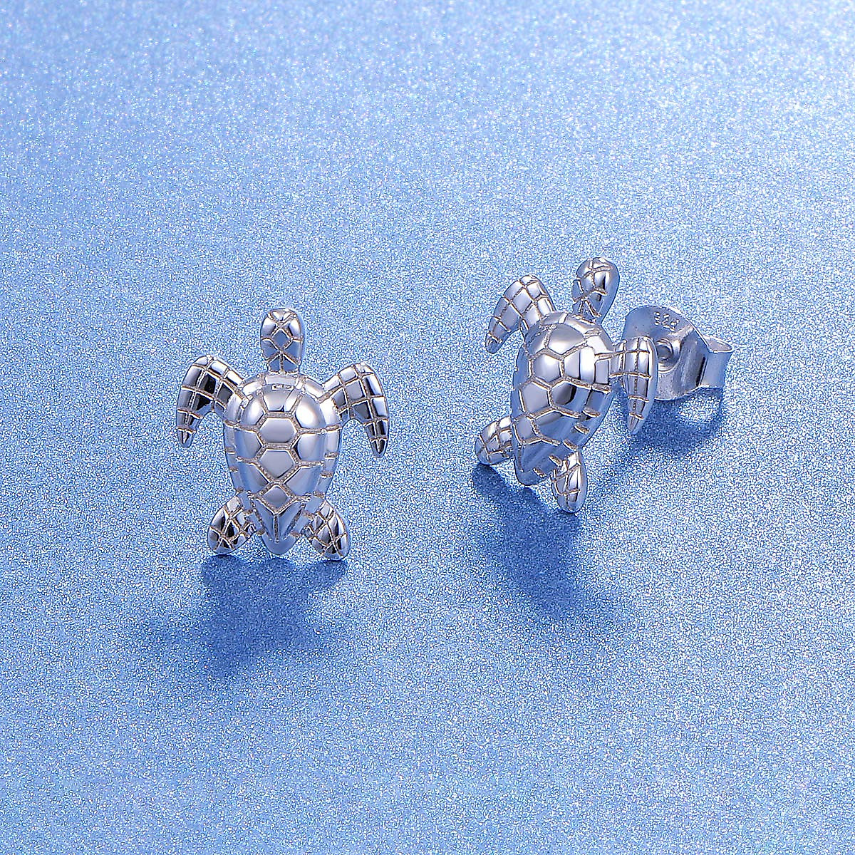(Health and Longevity) S925 Sterling Silver Sea Turtle Animal Stud Earring for Women