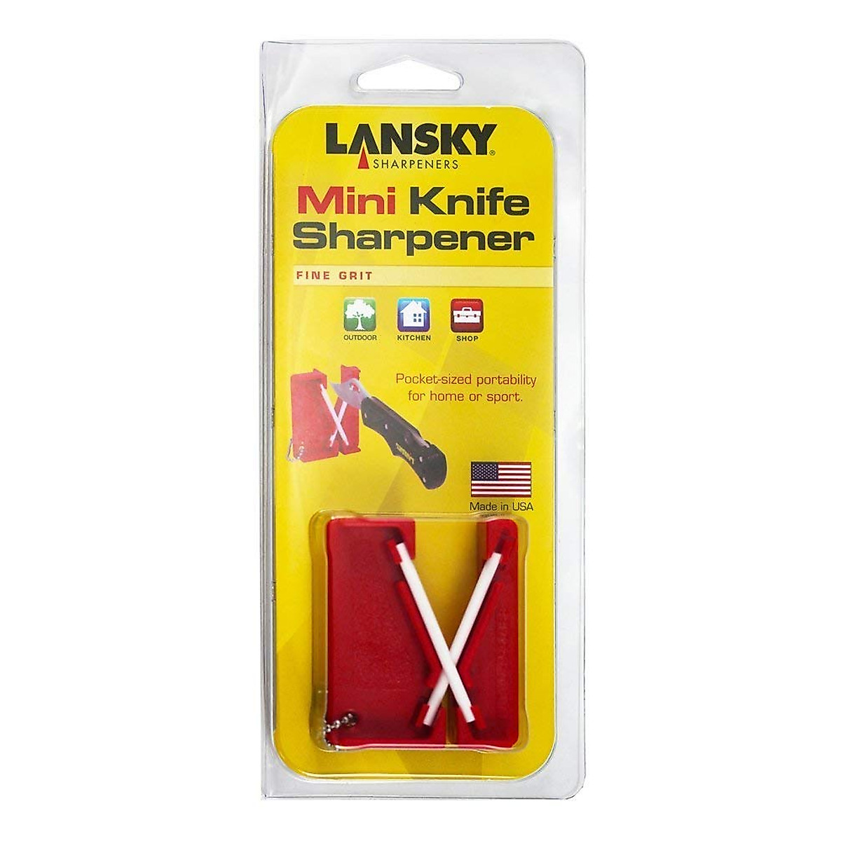 Lansky Mini Crock Sticks Knife Sharpener, Portable Keychain Blade Sharpener Tool, Ceramic Honing Rod for Knives - LCKEY