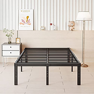 COMASACH 16 inch California King Bed Frame No Box Spring Needed, 3500 lbs Heavy Duty Metal Platform Bed Frames, Non-Slip and Noise-Free Mattress Foundation, Black