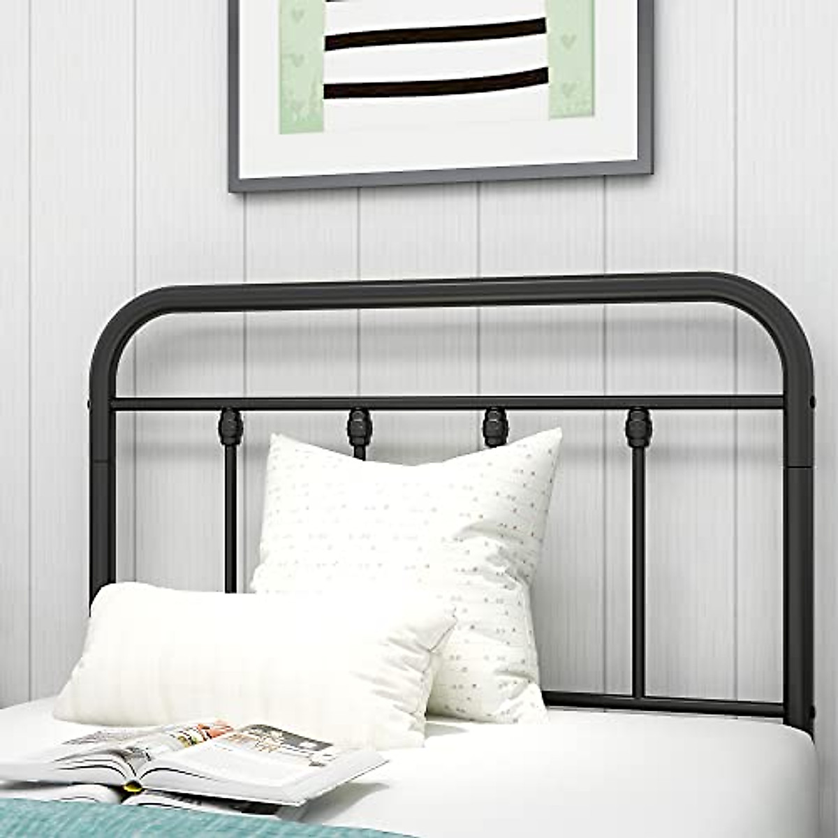 Diolong Twin Bed Frame with Headboard and Footboard Metal Bed Frame Vintage Sturdy Mattress Foundation No Box Spring Needed (Twin, Black)