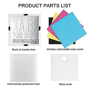 Pigort Relax We're All Crazy Box Sign Funny Quote Desk Decorative Positive Wall Plaque Pallet Saying Quotes for Birthday - Presents for Friends and Family 6 x 6 x 1.8 inches