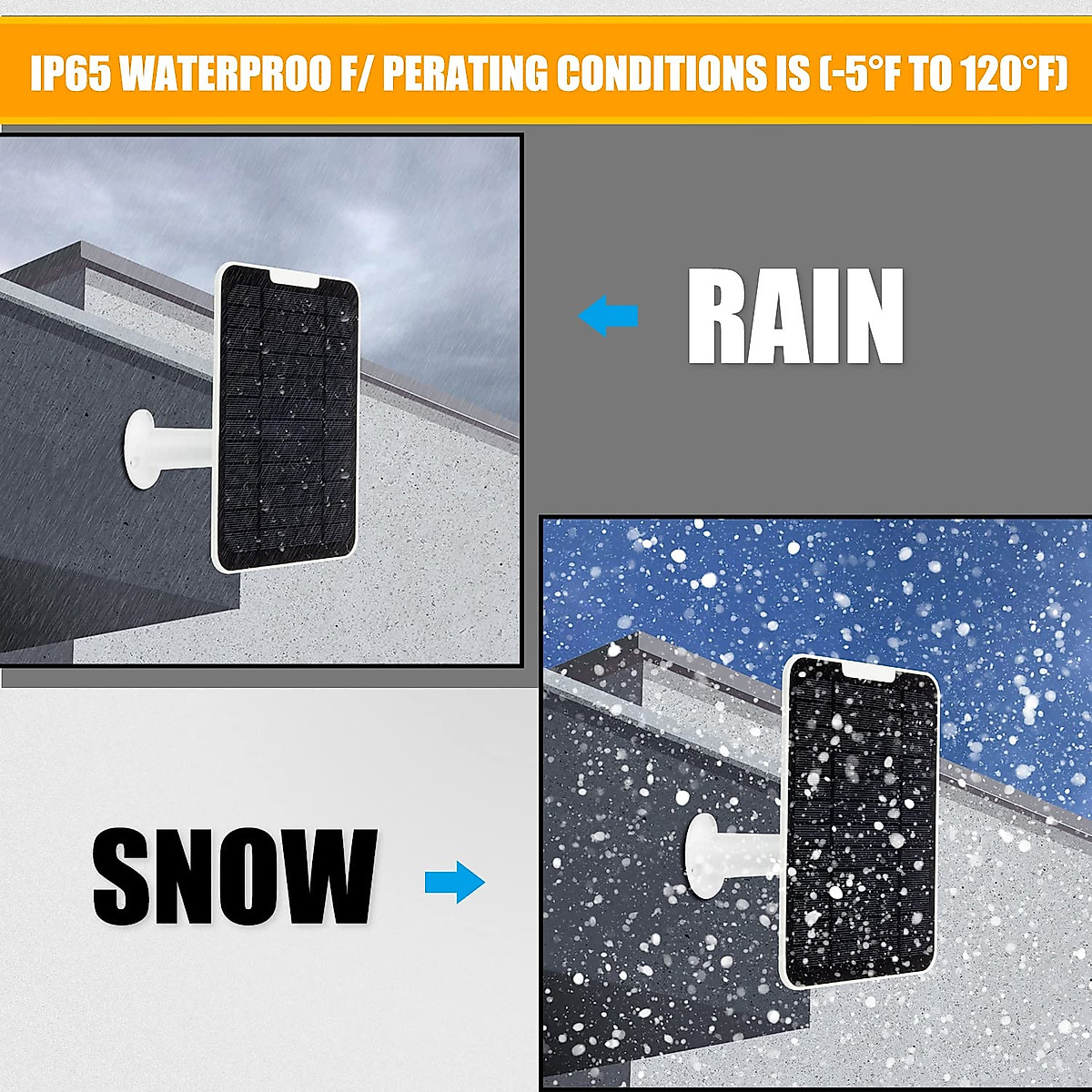 Wztepeng 4W Solar Panel, Adjust in 360 Degree, Compatible with Arlo Go 2 Arlo Ultra/Ultra 2/Arlo Pro 3/Pro 4 only, IP65 Water & Dustproof Design with 13.1 Outdoor Power Charging Cable (2 Pack)