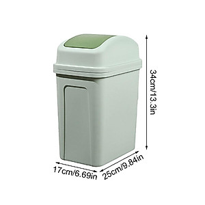 Generic 13 Gallon Kitchen Trash Can, 4 Colors Large Capacity Plastic Cream Style Trash Can with Lid, 2024 Upgraded Plastic Swing Top Trash Can with Sliding Lid, Bathroom Trash Can, White