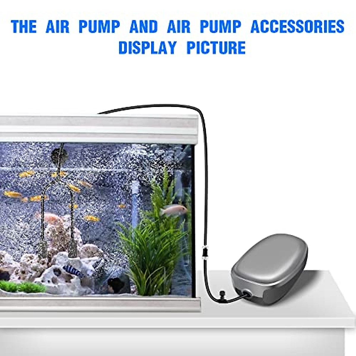 19.86/32.8/101.7 feet Aquarium Airline tubing air Stone for Fish Tank Aquarium Check Value Aquarium Suction Cups Aquarium air Controller and I T Connector (6.5 feet tubing with 1 Outlet air Pump)