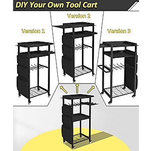 Artibear 4-Tier Rolling Power Tool Organizer Storage Cart, Garage Organization on Wheels Tool Cart with Drill Set Rack Shelf, Mechanic Utility Cart for Workbench & Outdoors Working, Gift for Men Dad