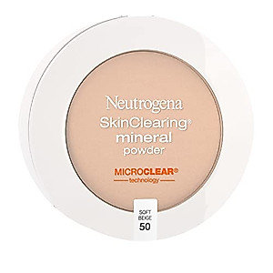 Neutrogena SkinClearing Mineral Acne-Concealing Pressed Powder Compact, Shine-Free & Oil-Absorbing Makeup with Salicylic Acid to Cover, Treat & Prevent Breakouts, Soft Beige 50.38 oz