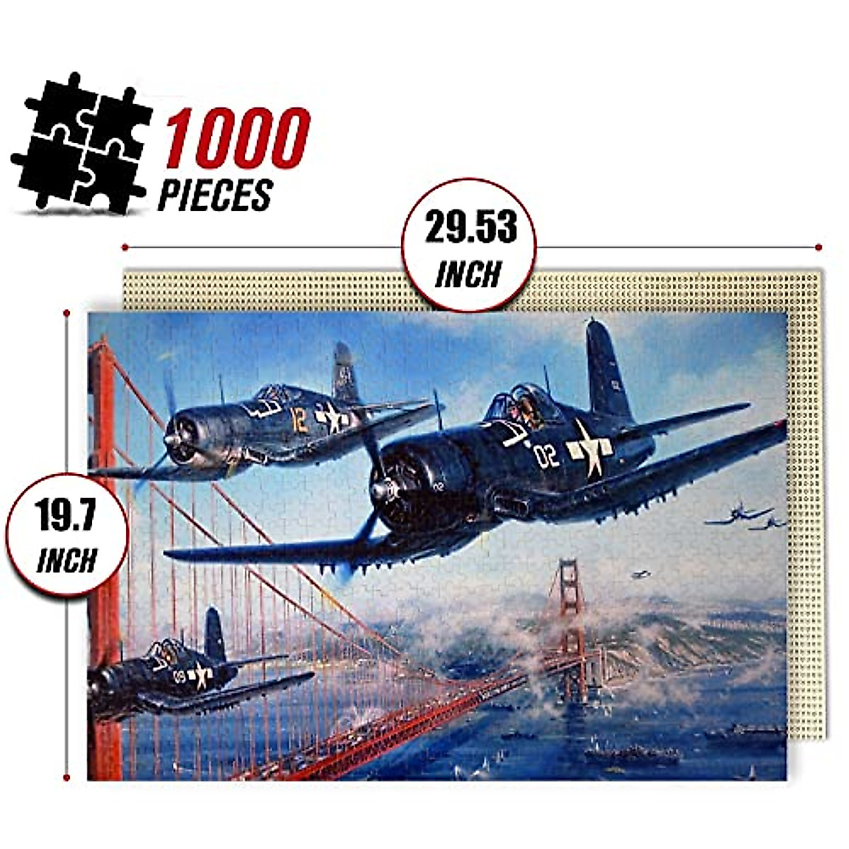Wood Puzzle 1000 Piece, Aircraft Puzzles, World War 2 Aircraft Puzzle,Fighter Aircraft Retro Pattern
