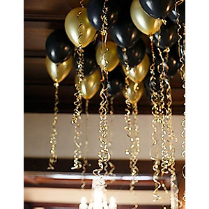 Fecedy 12" 100pcs/pack Gold Black Round Balloons for Graduation Wedding Birthday Baby Shower Party decorations