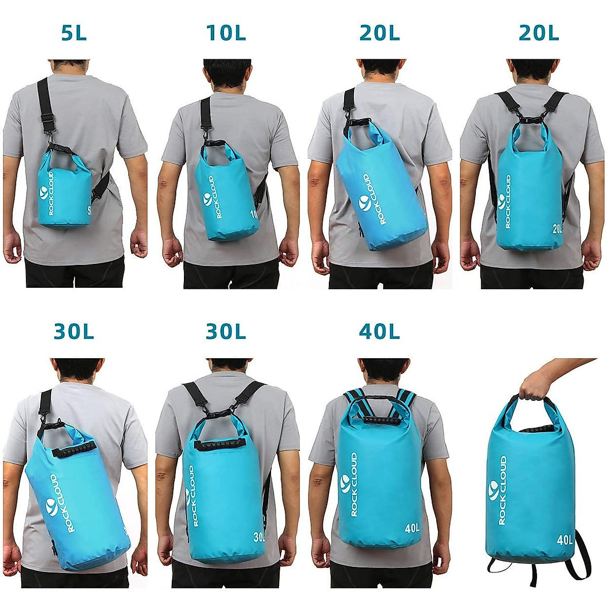 ROCK CLOUD Dry Bag Waterproof 40L Dry Sack for Kayaking Rafting Boating Beach Surfing Swimming Canoe Camping Hiking Fishing Ski, Yellow