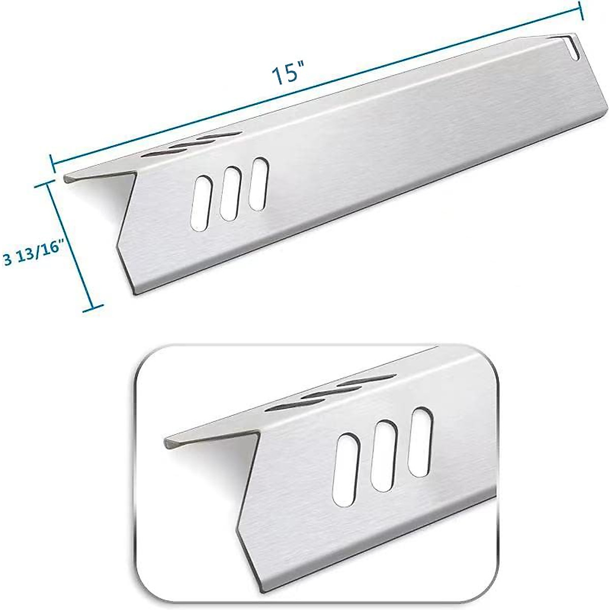 Zemibi 15" Grill Parts for Dyna-Glo, Uniflame 5 Burner, Uniflame GBC1059WB, Backyard Grill Replacement DGF510SBP, GBC1059WB, BY13-101-001-13, BY15-101-001-02, Stainless Steel Heat Plate Shield, 5-Pack