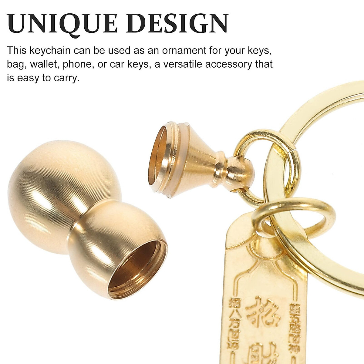GALPADA Feng Shui Coins Gourd Keychain: Bring Wealth and Good Luck Keychain, Retro Chinese Keychain Decorative Pendant, 12 Zodiac Brass Keychain (Horse)