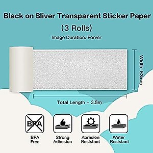 Phomemo M02 Pro Pocket Printer - with 3 Rolls Transparent White Paper， Compatible with iOS + Android for Plan Journal, Study Notes, Art Creation, Work, Gift