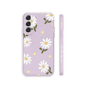 Sunswim Galaxy S21+ Plus Case - Cute Daisy, Full Camera Lens Protection, Slim Shockproof TPU Bumper, Liquid Silicone, 6.7" - Purple