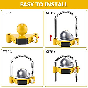 Cenipar Trailer Hitch Lock Universal with Combination Lock, Heavy-Duty Steel Tow Ball Coupler, Fits 1-7/8”, 2”, 2-5/16” Couplers, for Trailer Truck RV SUV Boat Yellow