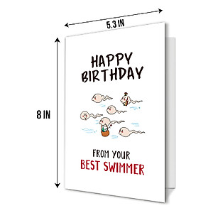 Chomerry Funny Cute Birthday Card for Dad Daddy, Bday Card for Father from Son Daughter, Happy Birthday From Your Best Swimmer