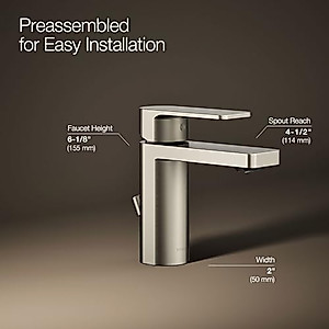 KOHLER 23472-4-Bn Parallel 1.2 Gpm Bathroom Sink Faucet, Single Handle, Brushed Nickel