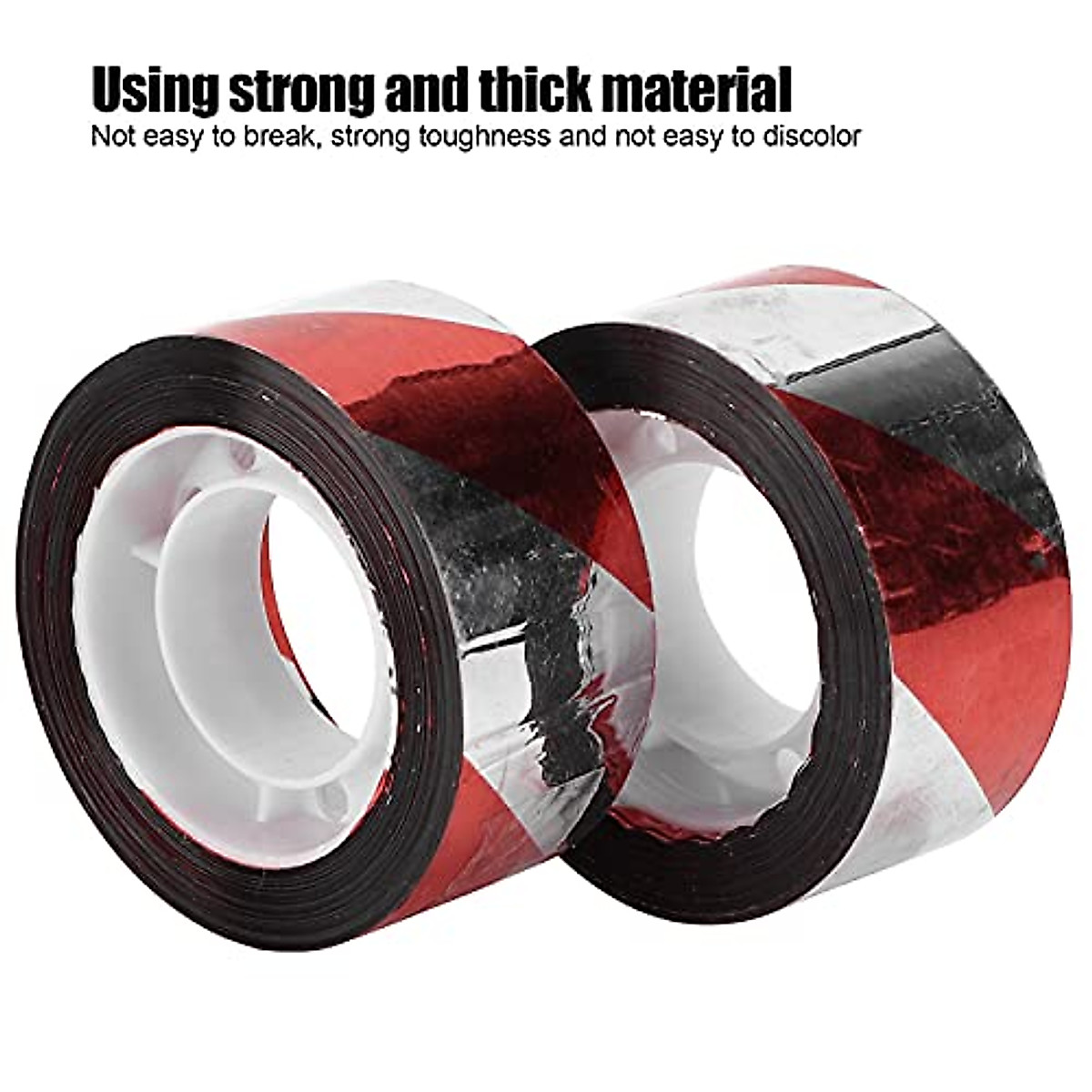 Hztyyier Reflective Scare Tape, Bird Scare Ribbon Thick Reflective Bird ​Deterrent Tape Garden Orchard Accessories Reflective Scare Birds Tape for Scare Birds Away(2 Pieces of red Silver, 100m)