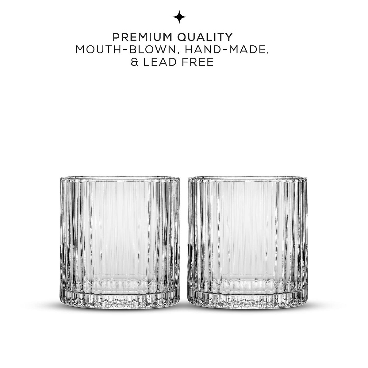 JoyJolt Fluted Whiskey Glasses – ELLE 10oz Short Drinking Glasses. 2 Ribbed Scotch Glasses. Gin and Tonic Glasses, Cocktail Glasses, Juice Tumblers & Water Glasses. Vintage Style Drinking Glasses