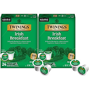 Twinings Irish Breakfast Tea K-Cup Pods for Keurig, Caffeinated Black Tea, Robust, Strong, Bold Flavour, 24 Count (Pack of 2)
