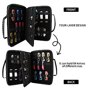 QEES Knife Display Case,62 Slots Knife Case,Knife Storage,Butterfly Knives Storage Organizer,Pocket Knives Collection Protector Butterfly Knives Case For Survival Tactical Outdoor EDC Mini Knife