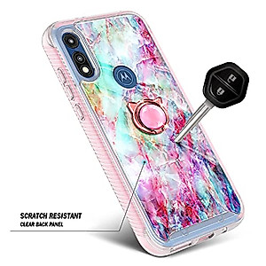 NGB Supremacy Case for Motorola Moto E 2020, Full Body Protection with [Built-in Screen Protector] Ring Holder/Wrist Strap, Slim Fit Shockproof Bumper Durable Cover Case (Fantasy)