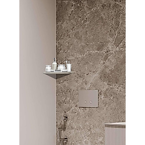 Simple Tile - Genuine Marble Corner Shelf for Bathroom Shower Wall, 9"X9"X5/8", Both Sides Polished (CMMT9SHE - Crema Marfil)