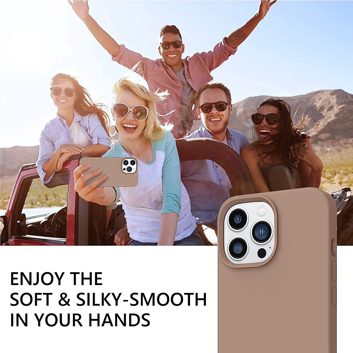 GUAGUA Compatible with iPhone 14 Pro Max Case 6.7 Inch Liquid Silicone Soft Gel Rubber Slim Microfiber Lining Cushion Texture Cover Shockproof Protective Case for iPhone 14 Pro Max, Brown