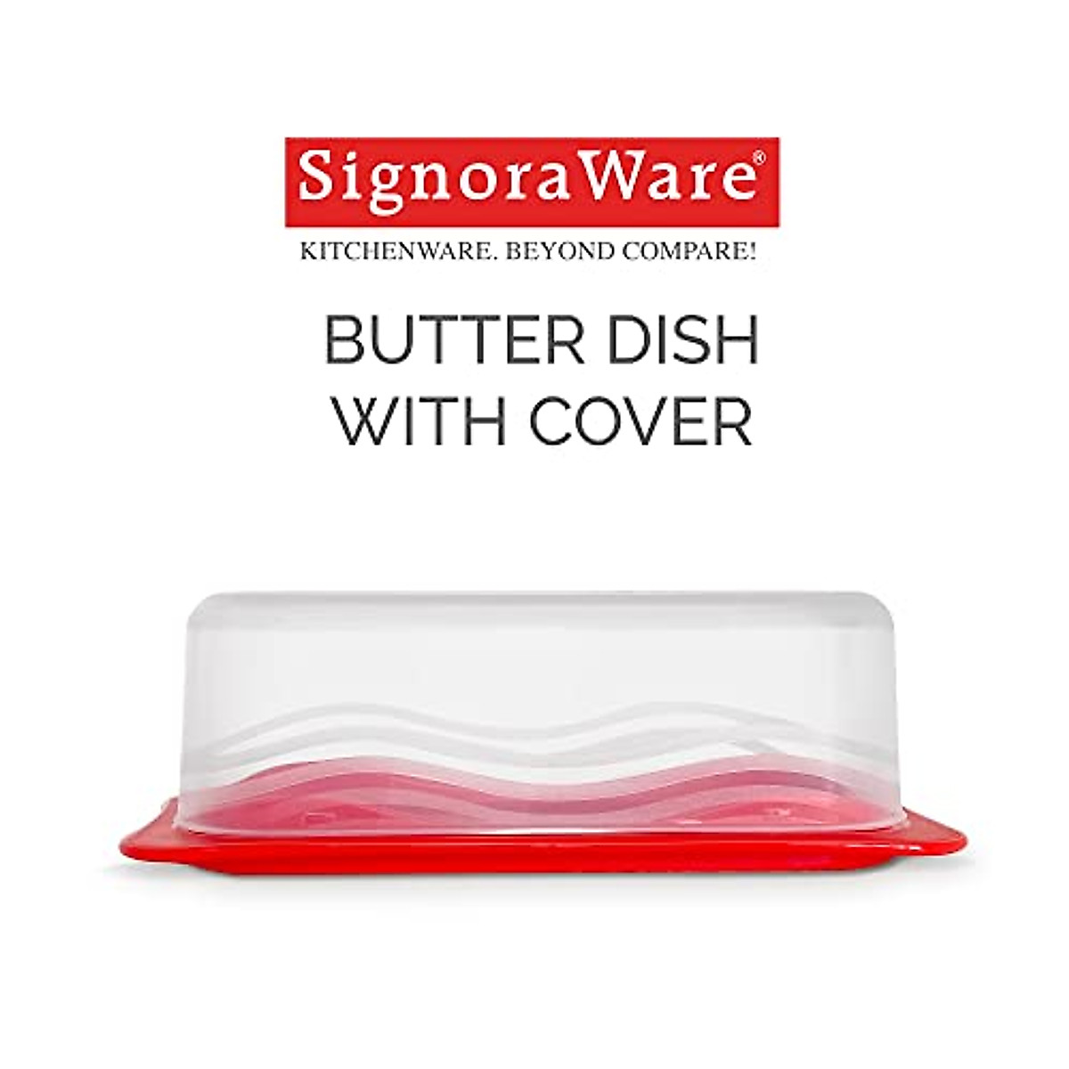Cover Butter Container - Butter Storage Container with Transparent Lid - Durable Plastic Butter Container for Counter - Plastic Butter Dish with Lid - Covered Butter Dish for Home or Camping (Red)