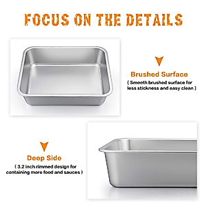 P&P CHEF Lasagna Pan, Rectangular Cake Pan Roaster Pasta Baking Cookie Sheet Pan Stainless Steel, 12.7”x10”x3.2”, Heavy Duty & Durable, Oven & Dishwasher Safe