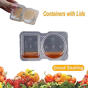 40PCS Double Compartment Snack Containers with Lids,Square & Round Condiment Containers with Lids,Disposable Double Compartment Snack Containers,Easy To Carry, Suitable for Takeout and Outdoor