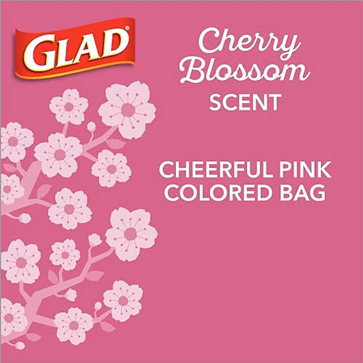 Glad Odorshield Small Drawstring Trash Bags, 4 Gal, Pink, Cherry Blossom, 80 Ct, Pack May Vary