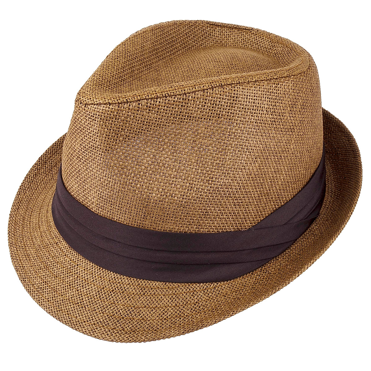 Gelante Summer Fedora Panama Straw Hats with Black Band M215-Tan-L/XL