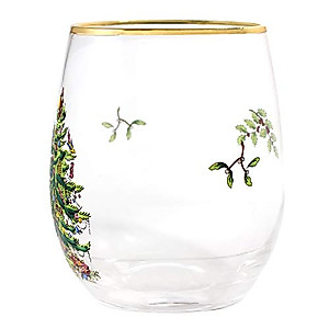 Spode Christmas Tree 16-oz Stemless Wine Glasses, Set of 4