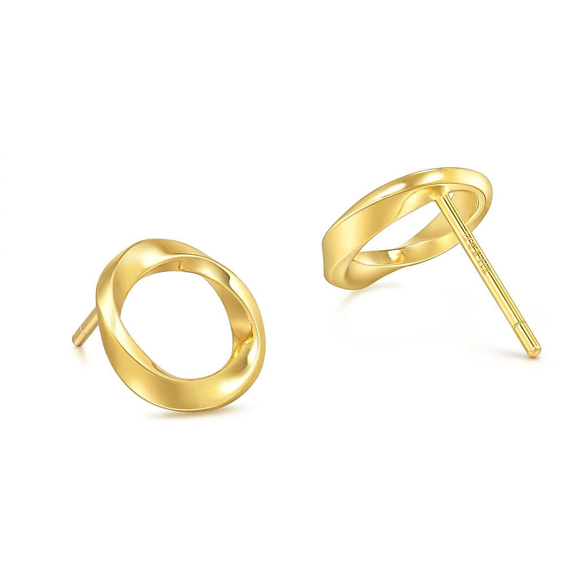CHOW SANG SANG Dazzling Mirror Gold 999 24K Solid Gold Mobius Strips, Endless love Hoop Stud Earrings for Women 93863E