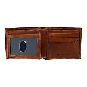 Tommy Hilfiger Men's Leather Edisto RFID Slim Bifold Wallet, Tan