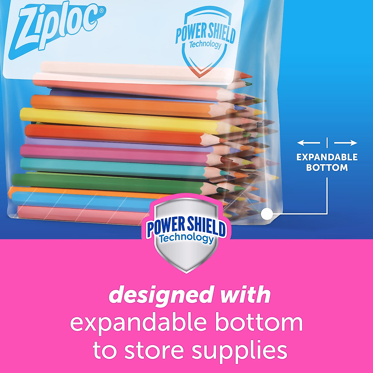 Ziploc Gallon Food Storage Slider Bags, Power Shield Technology for More Durability, 68 Count