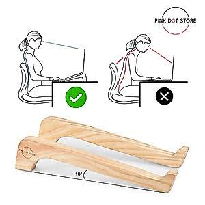 Wooden Laptop Stand - Ergonomic, Portable Computer Riser Fits All Laptops & Tablets. This Beautiful Desk Accessory Cools Your Device & Helps Posture