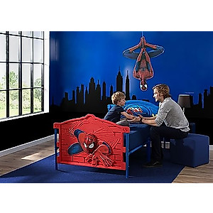 Delta Children Plastic 3D-Footboard Twin Bed, Marvel Spider-Man Snooze 6 inch Memory Foam Twin Mattress (Bundle)