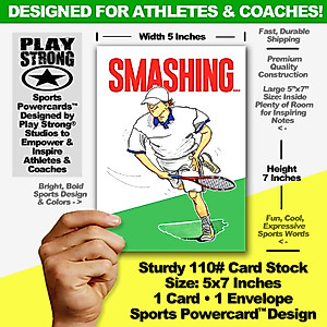 Play Strong Tennis Birthday Card 1-Pack (5x7) Power Player Illustrated Sports Birthday Cards Greeting Cards- Awesome for Tennis Players, Coaches and Fans Birthdays, Gifts and Parties!