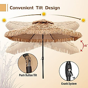 GDY 10 FT Patio Tiki Umbrella, Outdoor Patio Pool Beach Umbrellas without LED Lights