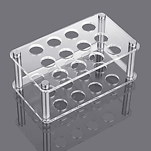 Ackers Transparent Acrylic Test Tube Bottle Small Glass Holder, Built-in Handle, 12 Tube Capacity, 0.87" (22mm) Holes for 25ML Test Tubes(Detachable)