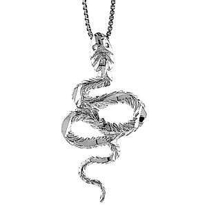 Sterling Silver Snake Pendant, 1 1/2 inch Tall