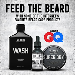 Victory Barber & Brand Beard Wash - Made in USA, Men's All-in-One Shampoo and Conditioner, Hydrating, Smoothening, Softening, 8.4 Fl Oz