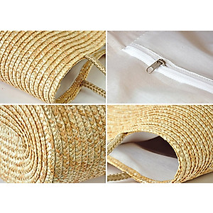 TONWHAR® Simple Elegant Straw Woven Beach Tote Bag Purse (Natural Color)