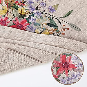 4 Pieces Reusable Tote Bags Canvas Tote Bags Canvas Reusable Shopping Bags Makeup Bags for Girls Women (Flower Style)