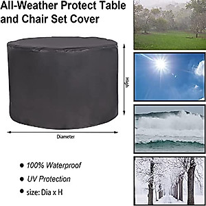 HUHJYUGE Patio Dining Table Cover Round Dust-Proof 24" D x 24" H, Patio Furniture Covers Waterproof, Garden Furniture Covers, Furniture Covers for Outdoor Seating Sectional Windproof