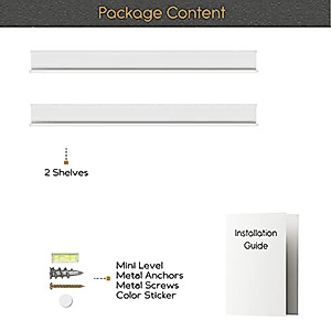 You Have Space Lagos 36" Picture Ledge Shelf for Living Room Decor, Office Decor and Farmhouse Kitchen Decor, White Set of 2