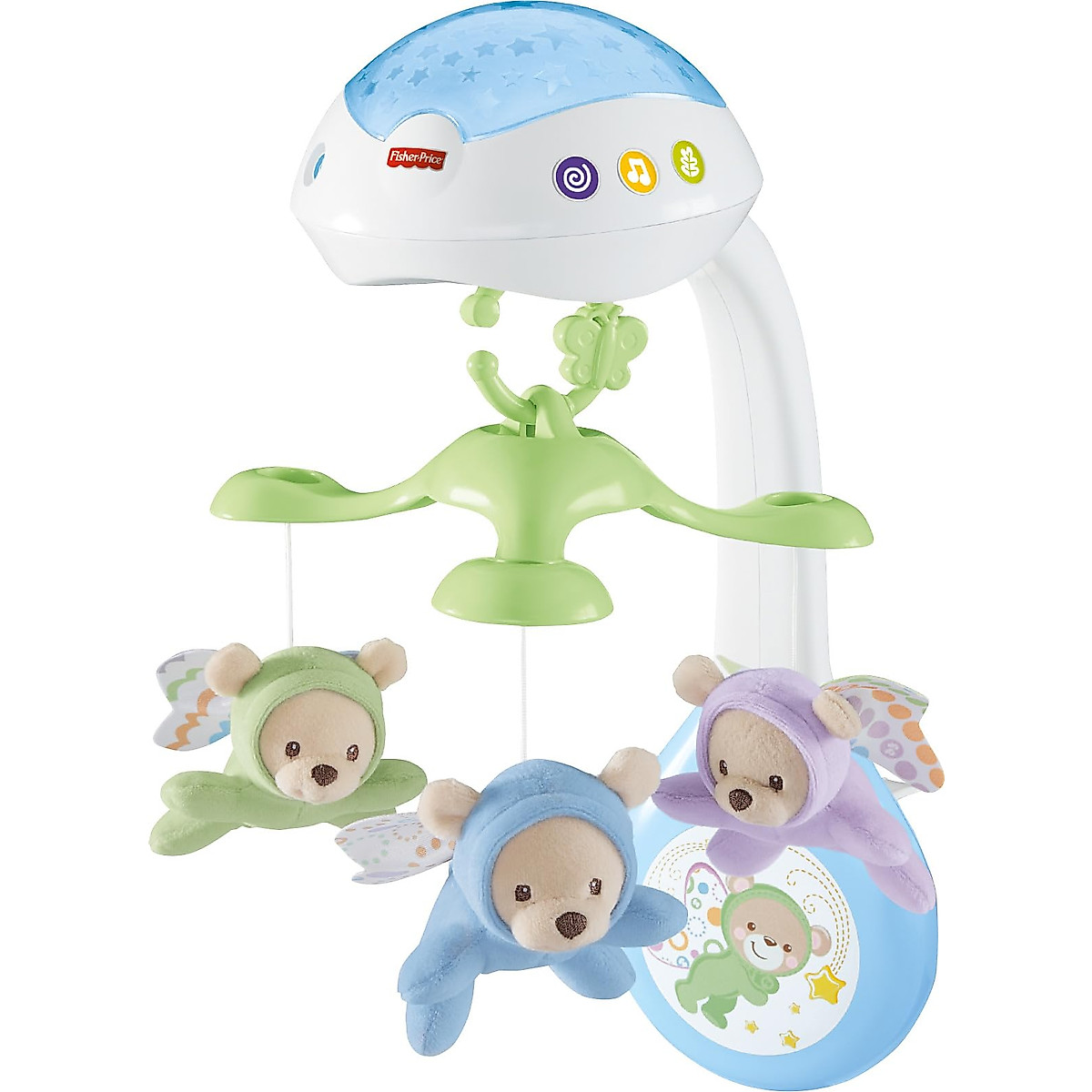 Fisher-Price Baby Crib Toy, 3-in-1 Projection Mobile, Butterfly Dreams Sound Machine with Light Projection for Newborn to Toddler